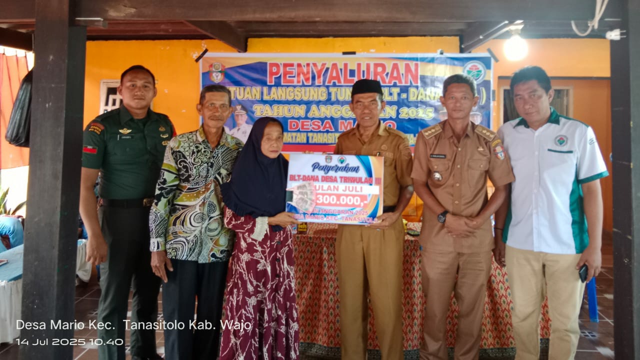 Penyaluran Bantuan Langsung Tunai (BLT) Bulan Juli Desa Mario - Desa Mario